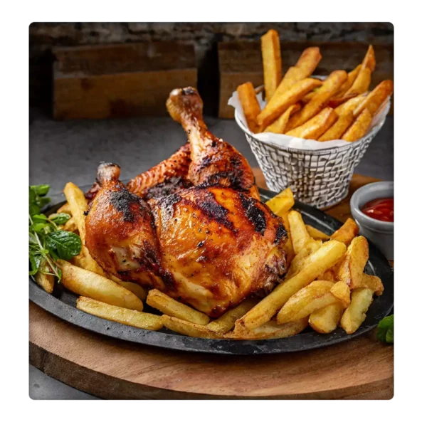 Grilled Full Chicken Served with salad and Chips – Poli250